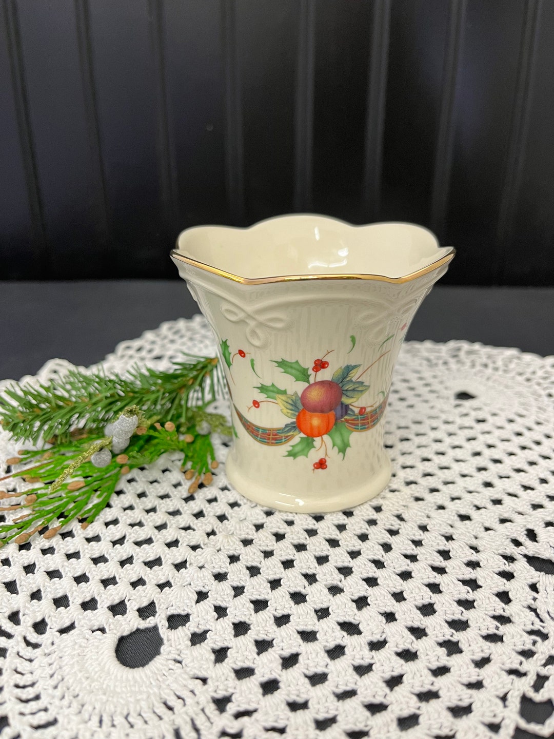 Lenox Dimension Collection Holiday Tartan Votive/vase - Etsy