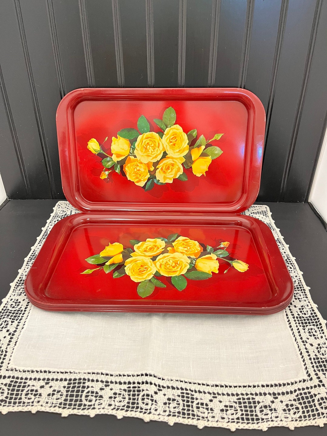 Set of Four Vintage Metal Snack Trays - Etsy