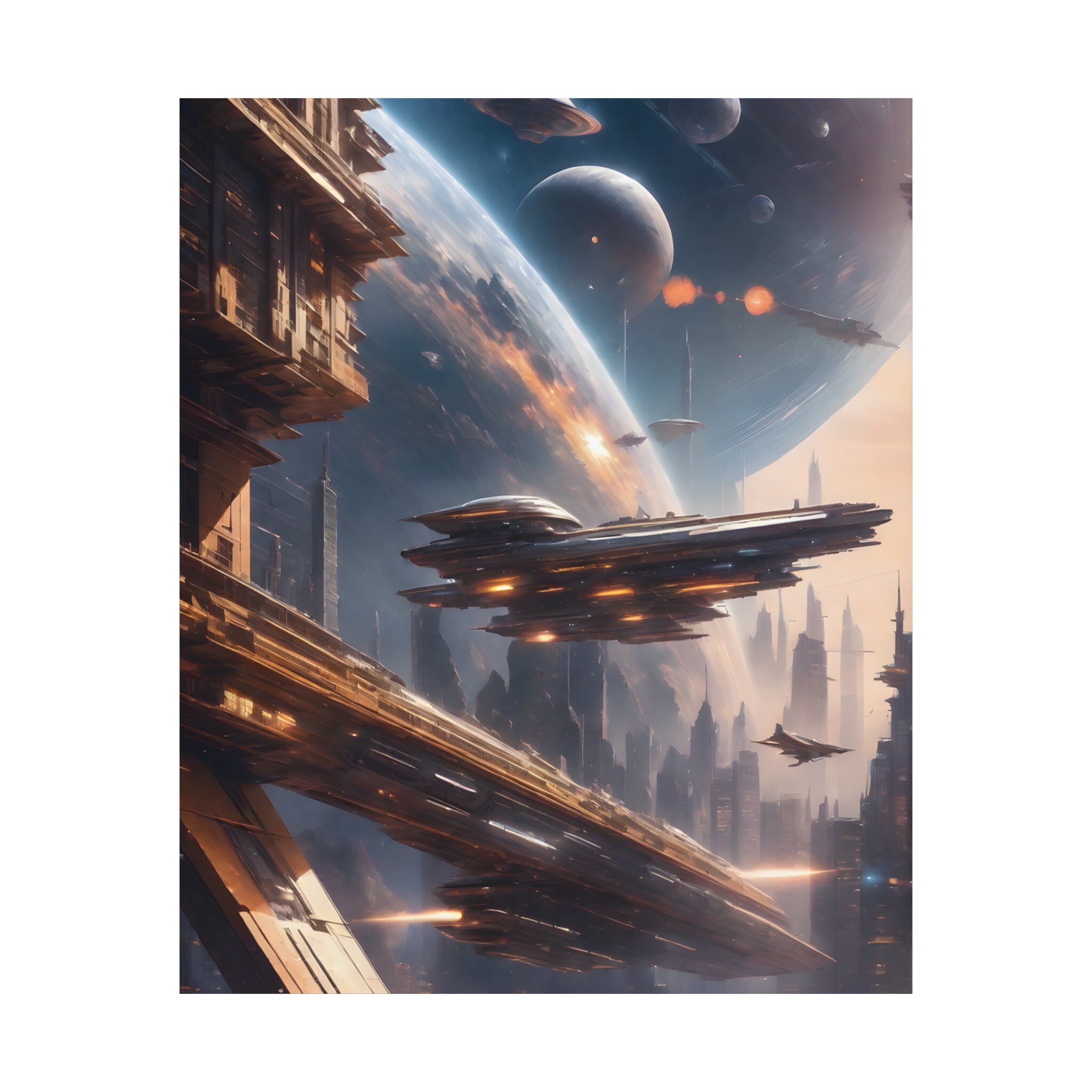 Sci-fi Space Battle Poster - Etsy