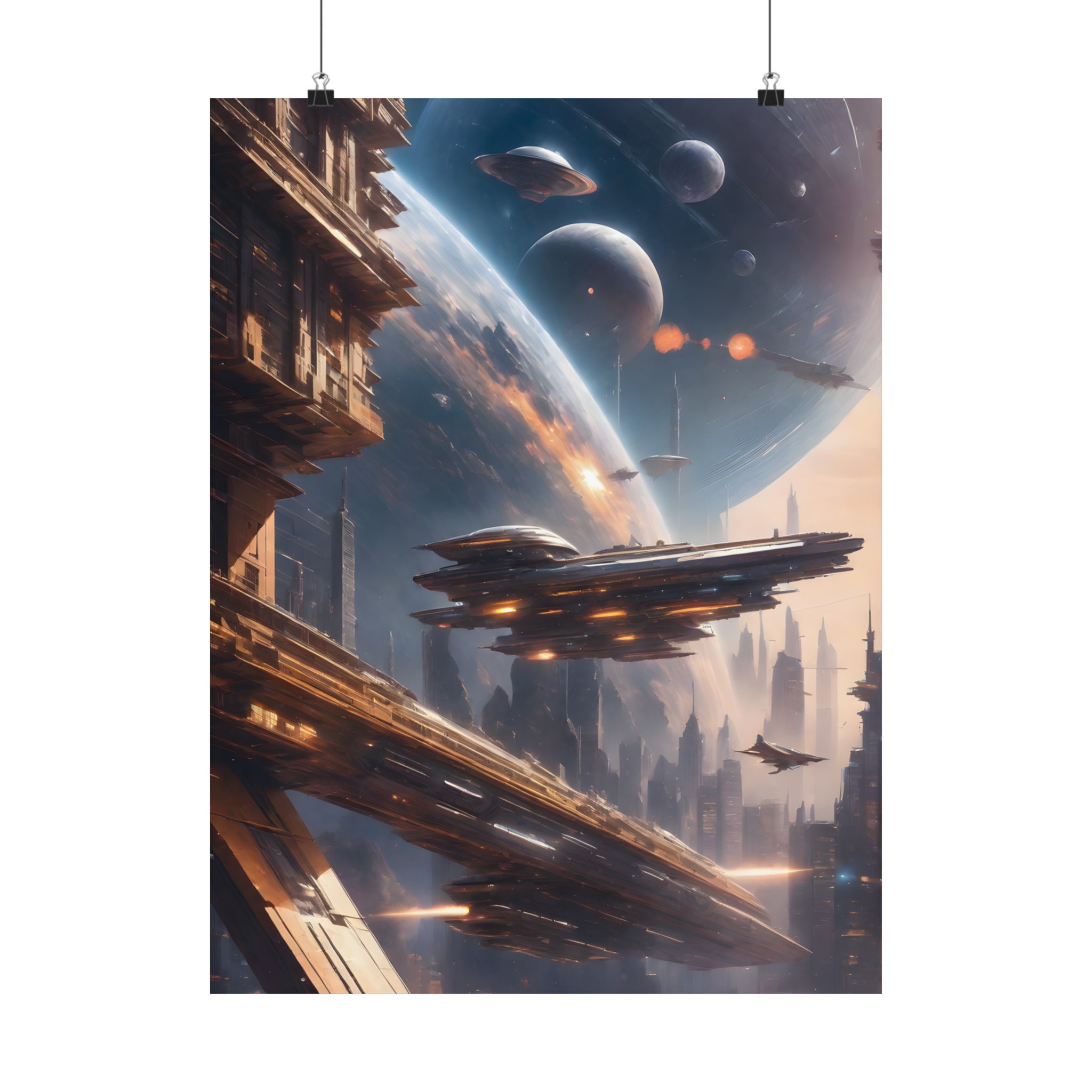 Sci-fi Space Battle Poster - Etsy