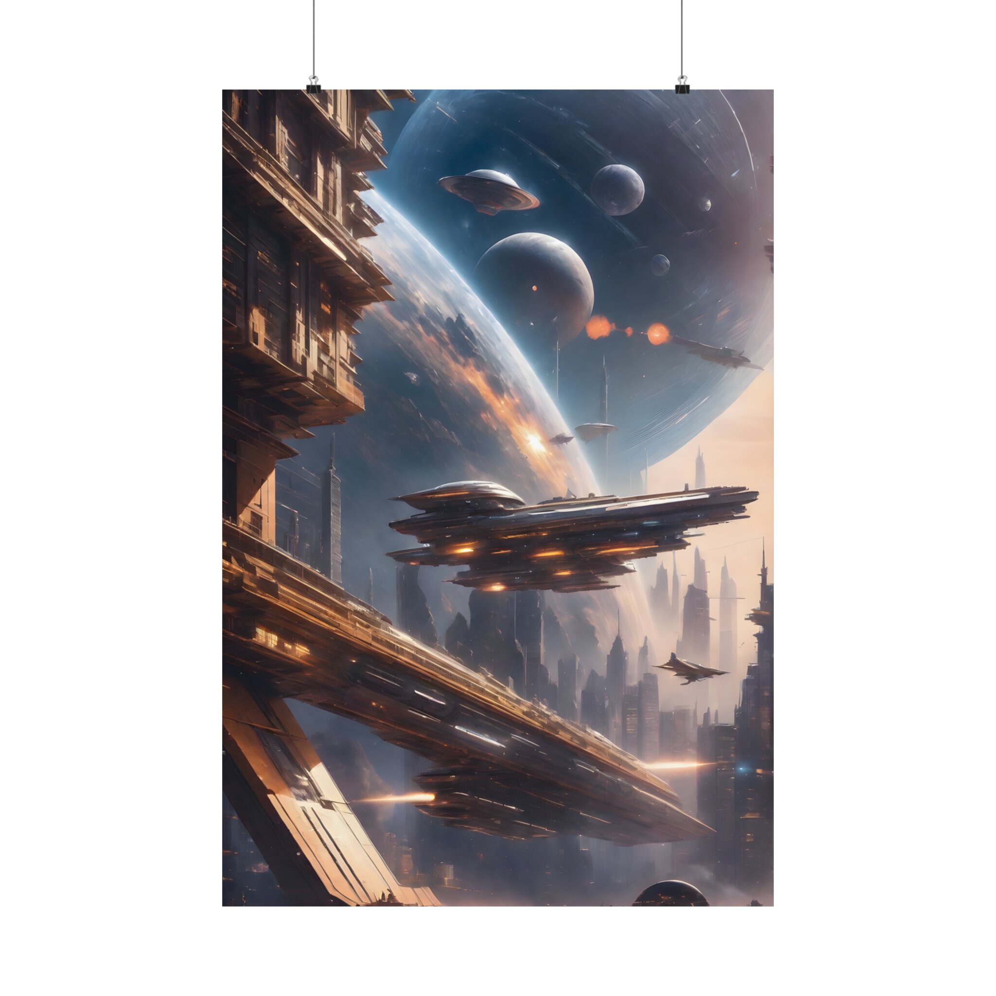 Sci-fi Space Battle Poster - Etsy