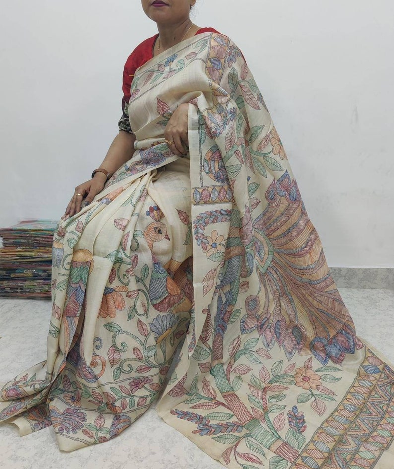 Madhubani Silk Saree Pure Madhubani Silk Saree Mithala - Etsy