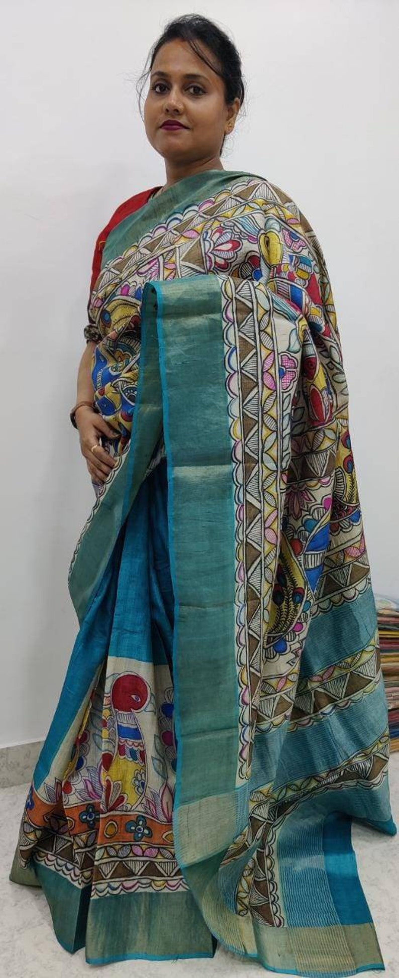 Madhubani Silk Saree Pure Madhubani Silk Saree Mithala - Etsy