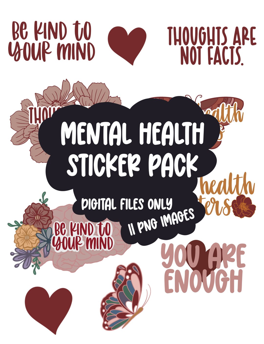 Mental Health Sticker Pack DIGITAL FILES ONLY - Etsy