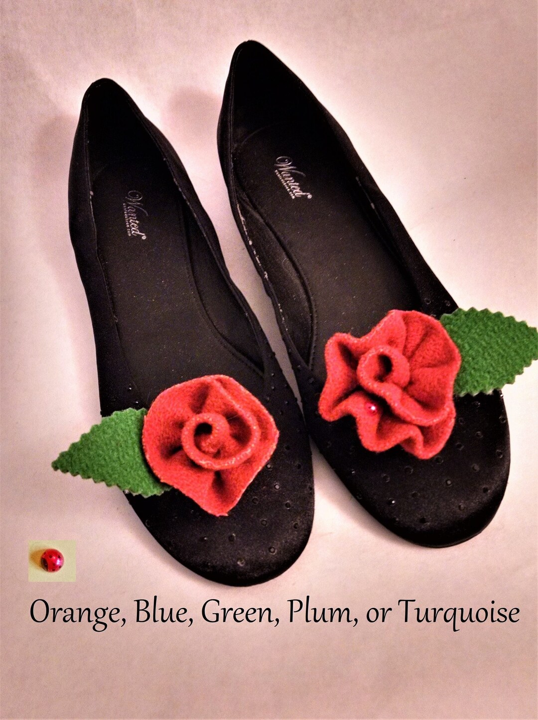 Wool Rolled Rose Shoe Clips, Classic Floral Shoe Embellishment, Set of ...