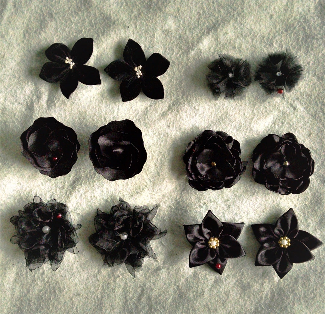 Black Shoe Clips, Floral Shoe Clip, Bridesmaid Shoe Clips, Prom Clip ...