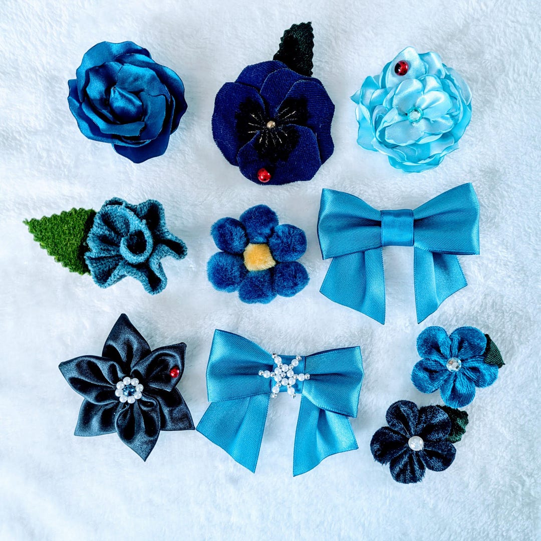 Blue Floral Shoe Clips, Handmade Flower Accessories, Set of 2 - Etsy