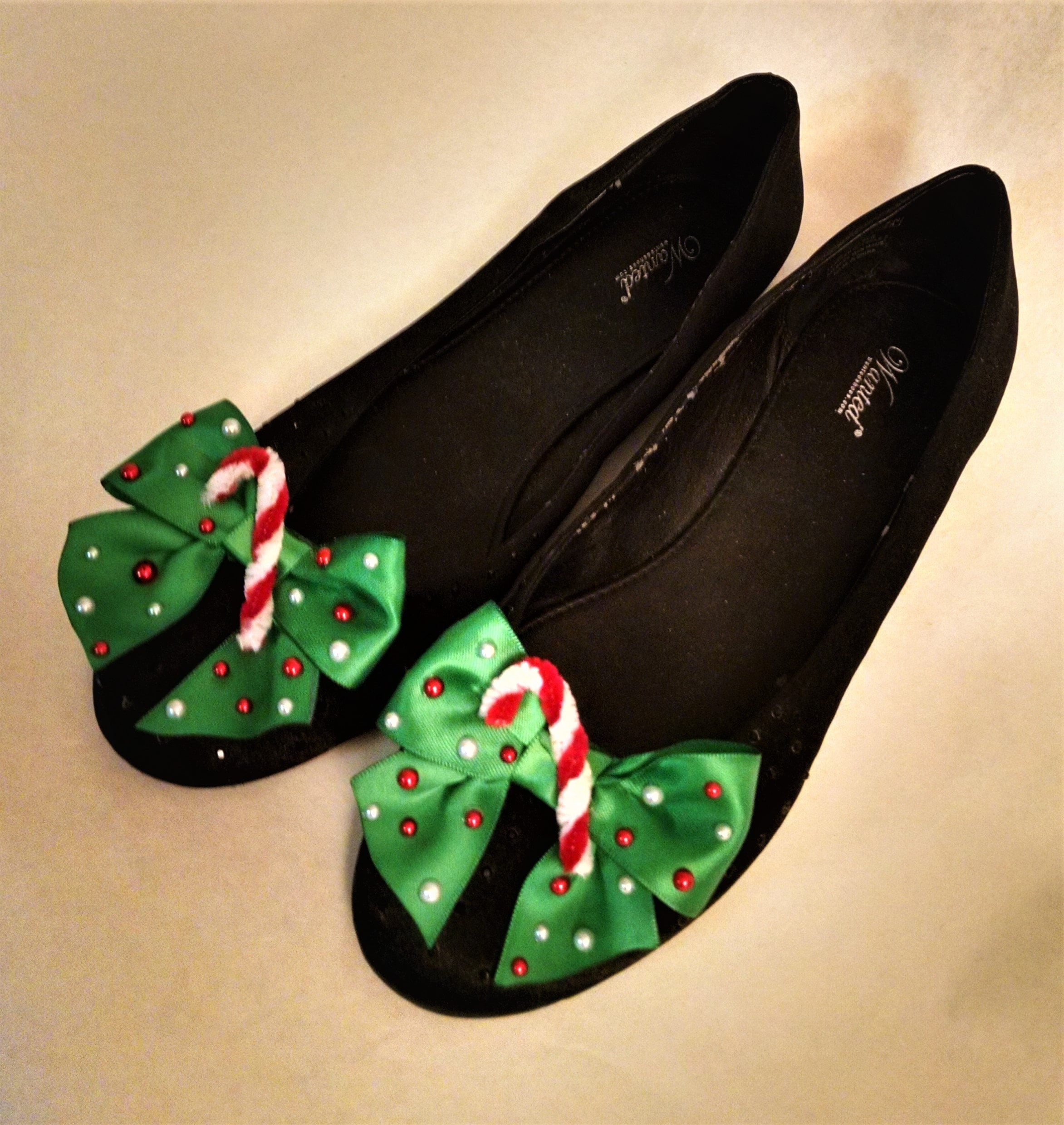 Christmas Shoe Embellishment, Holiday Footwear, Xmas Decor, Satin ...