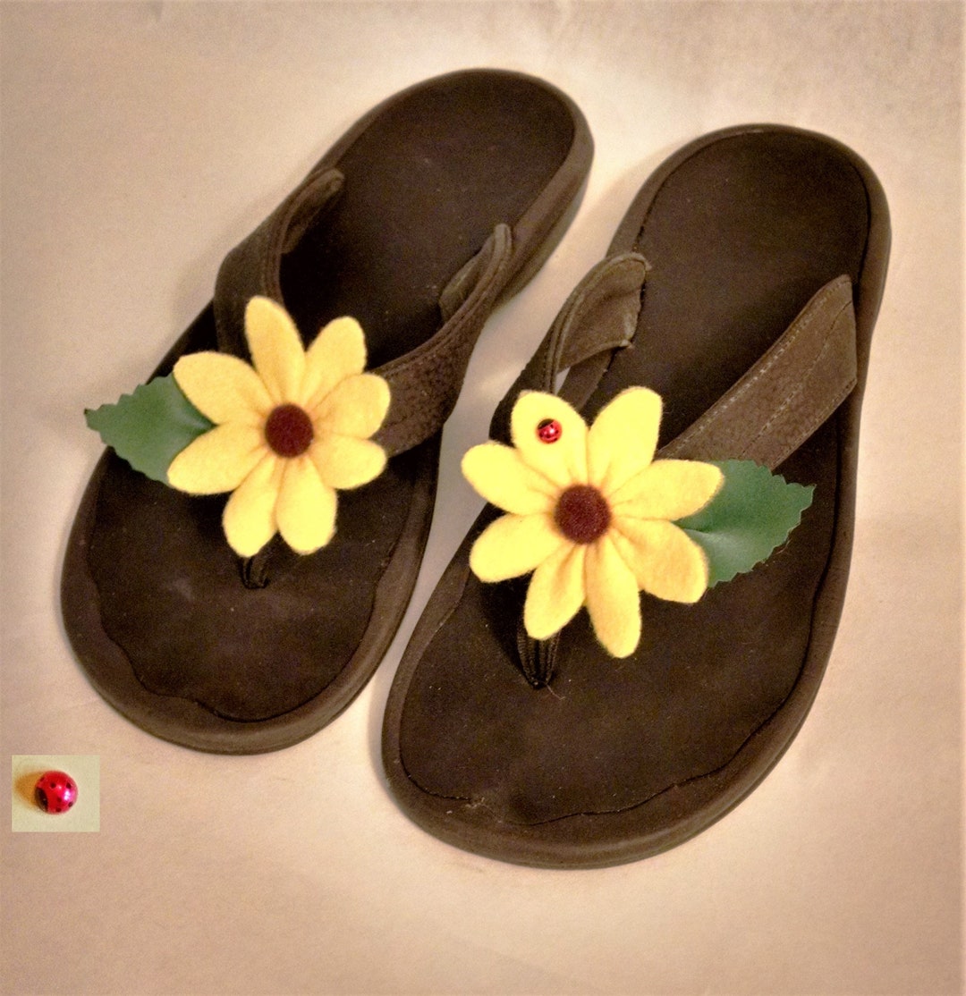 Black-eyed Susan Flip Flop Clips, Yellow Shoe Clips, Bride Shoe ...