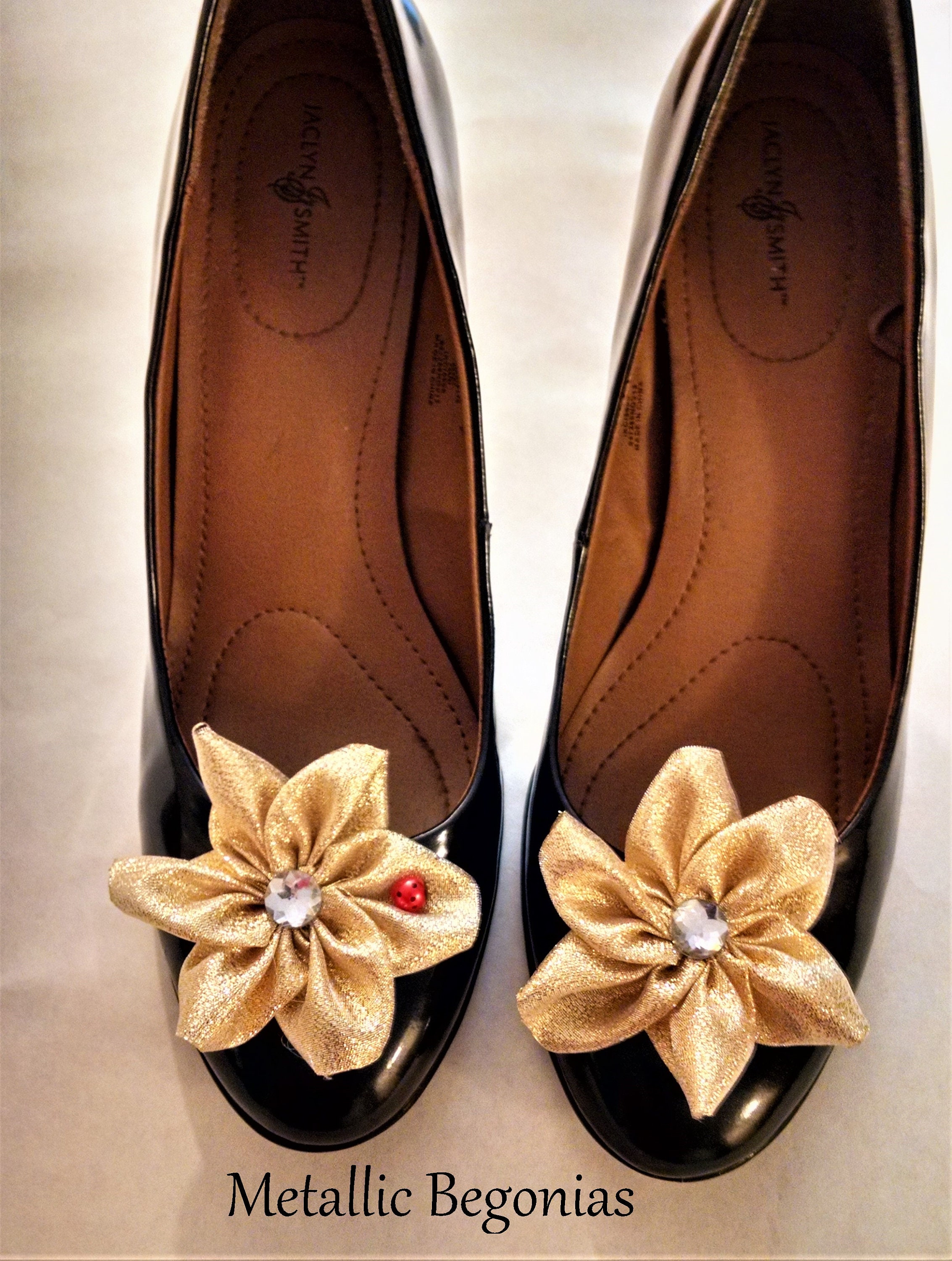 Gold Shoe Clips, Floral Shoe Clip, Bride Shoe Clips, Prom Clip, Dressy ...