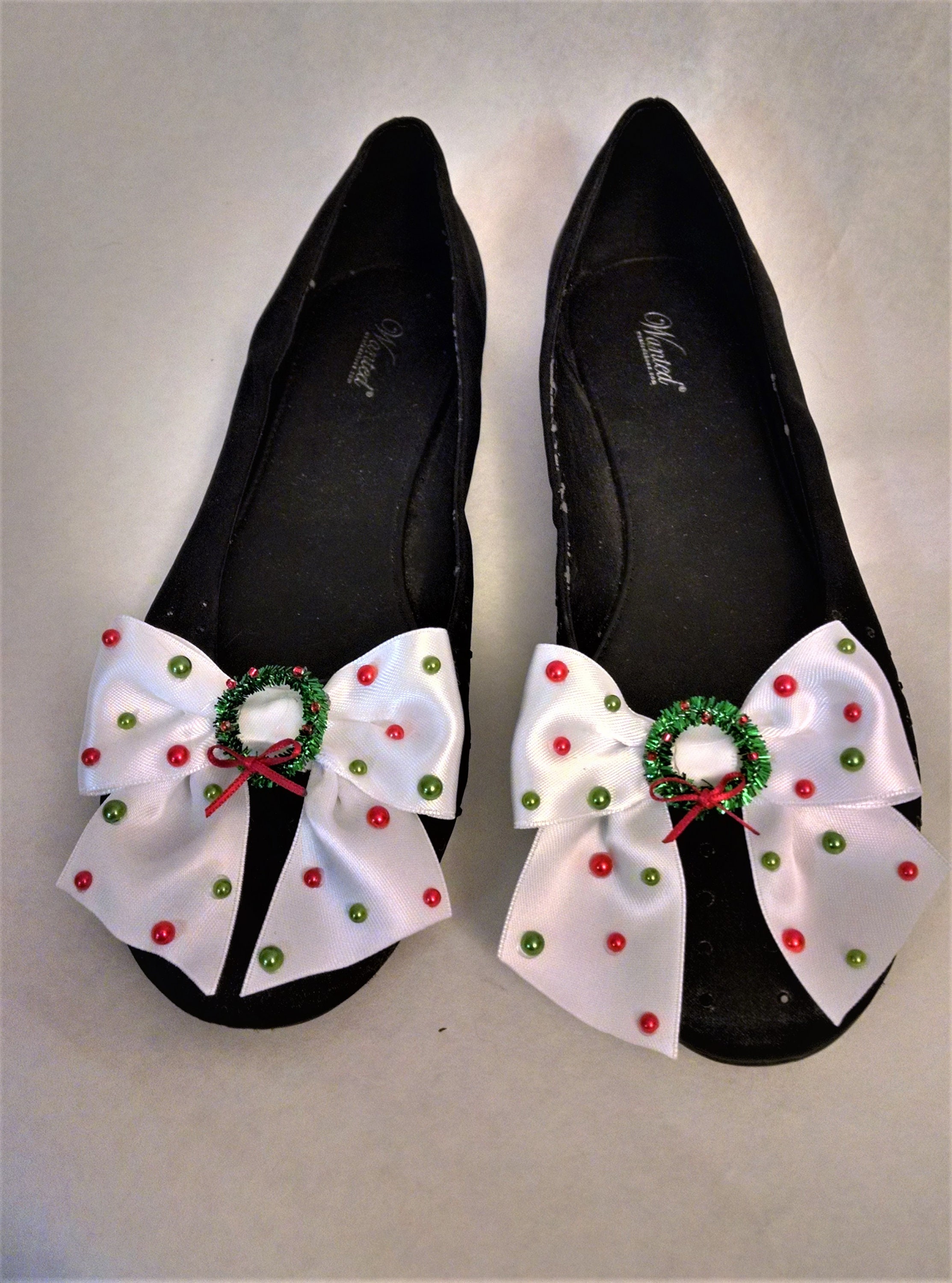 Christmas Shoe Embellishment, Holiday Footwear, Xmas Decor, Satin ...