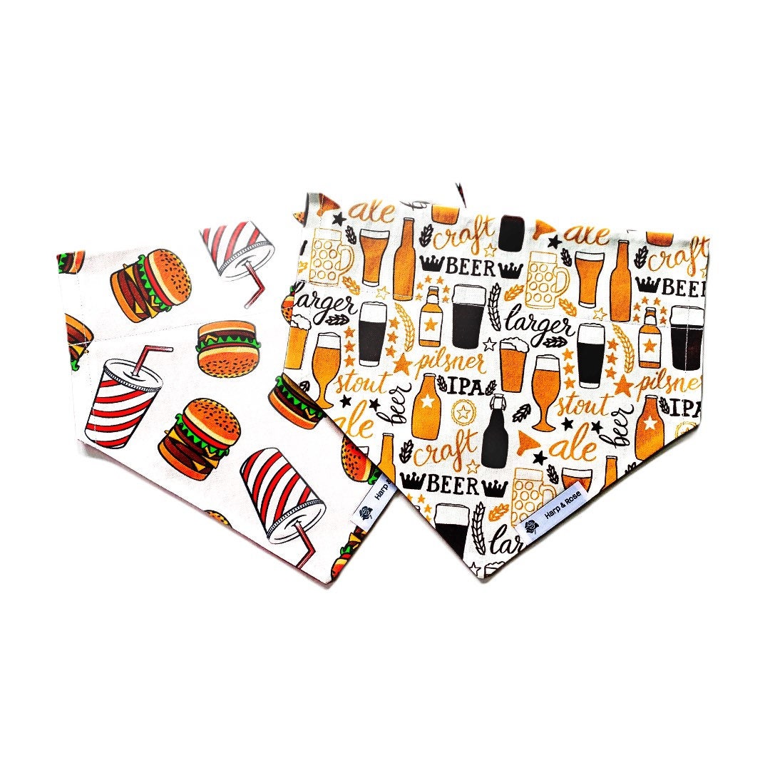 Beer Dog Bandana | Burger Dog Bandana | Fries Dog Bandana | Fast Food ...