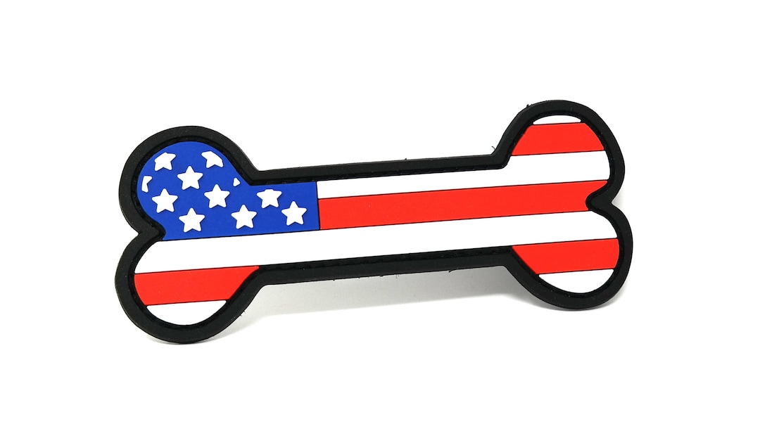 American Flag Dog Bone PVC Rubber Funny Tactical Hook and Loop Patch ...