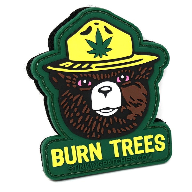 Burn Trees Marijuana Tactical Patch PVC Rubber Smokey Bear - Etsy