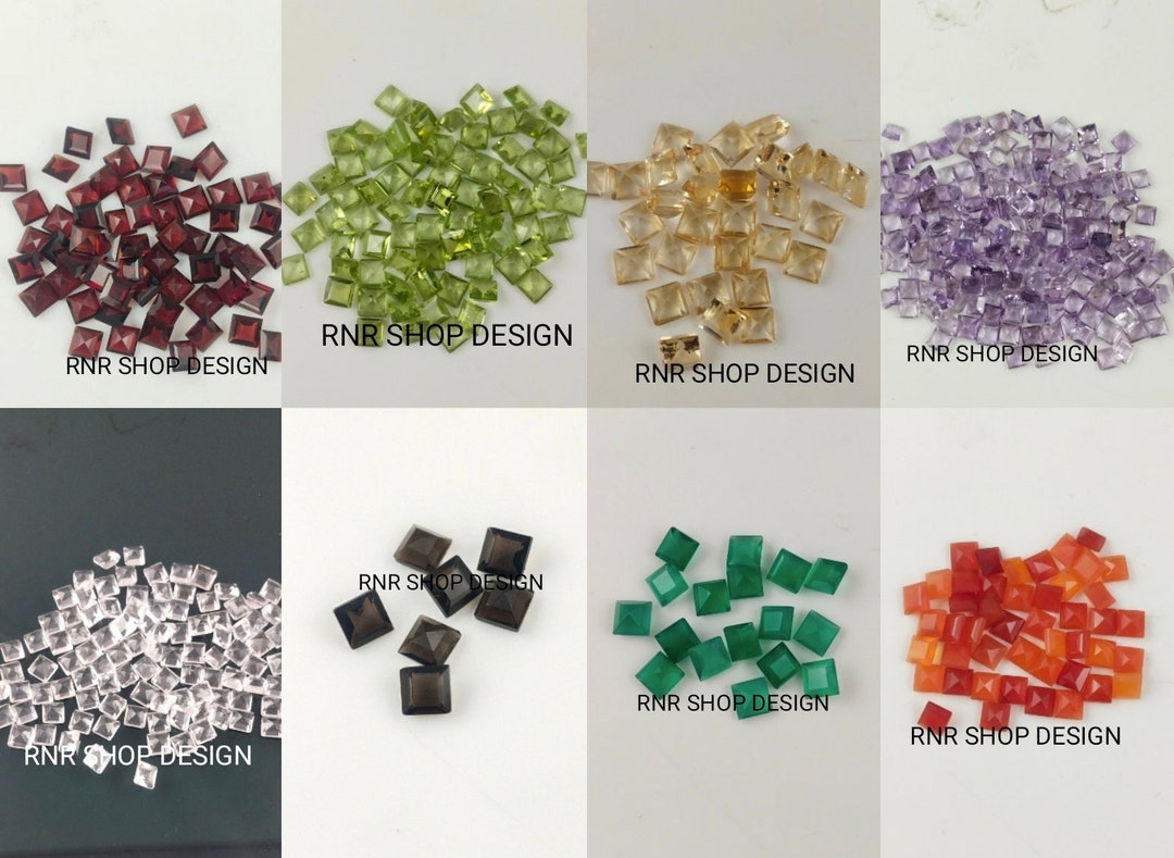 10 Pcs 5x5mm Square Shape,natural Gemstone Cut,faceted,beautiful Design ...