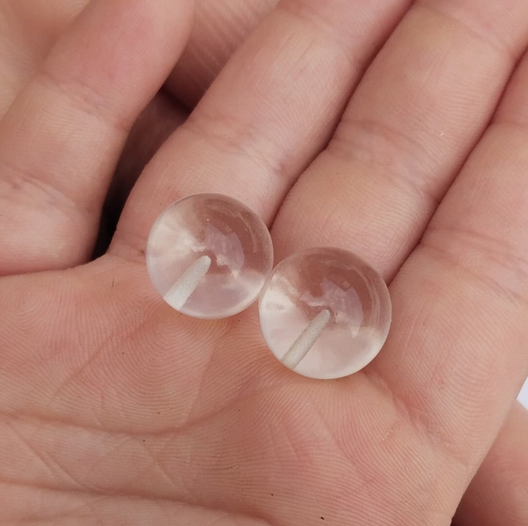 1 Pair Crystal Quartz Half Top Drilled ( 0.80 Mm Hole) SMOOTH BALLS ...