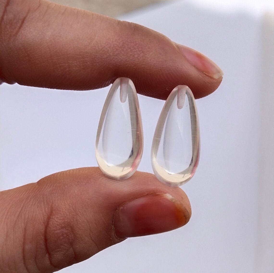 A Beautiful Pair of Crystal Quartz Half Top Drilled SMOOTH - Etsy