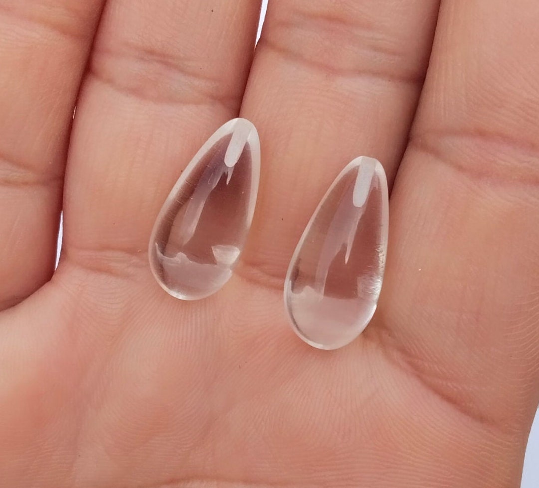A Beautiful Pair of Crystal Quartz Half Top Drilled SMOOTH - Etsy