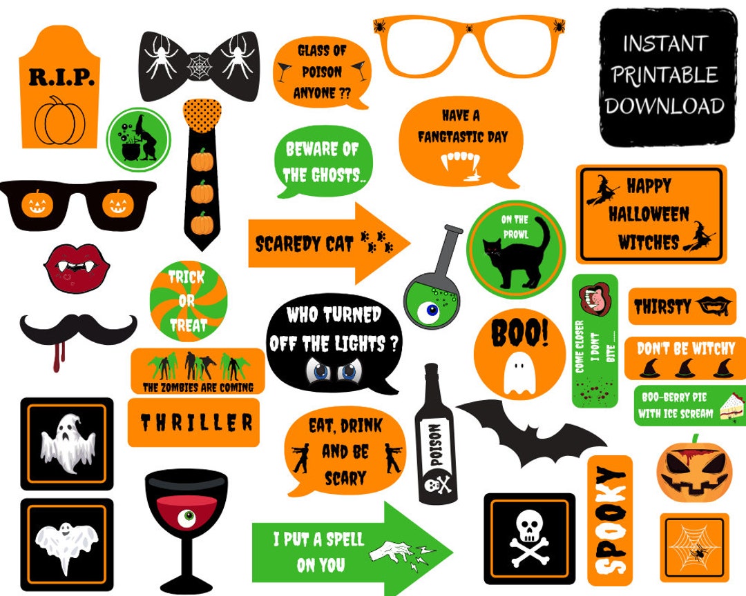 36 Piece - Instant Download Halloween Photo Booth Props, Printable ...