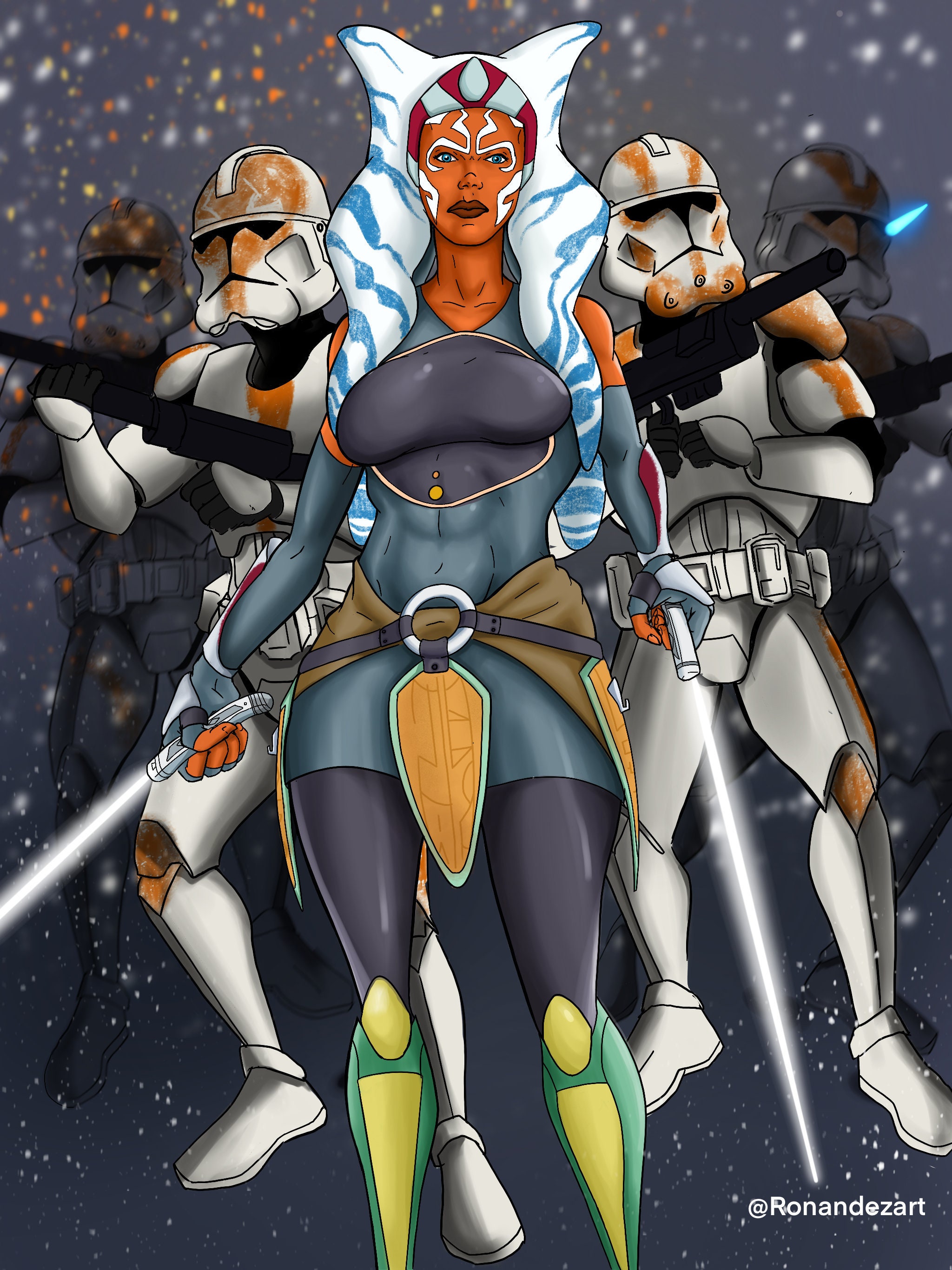 Ahsoka Tano Clone Troopers Art Print 5x7 Etsy