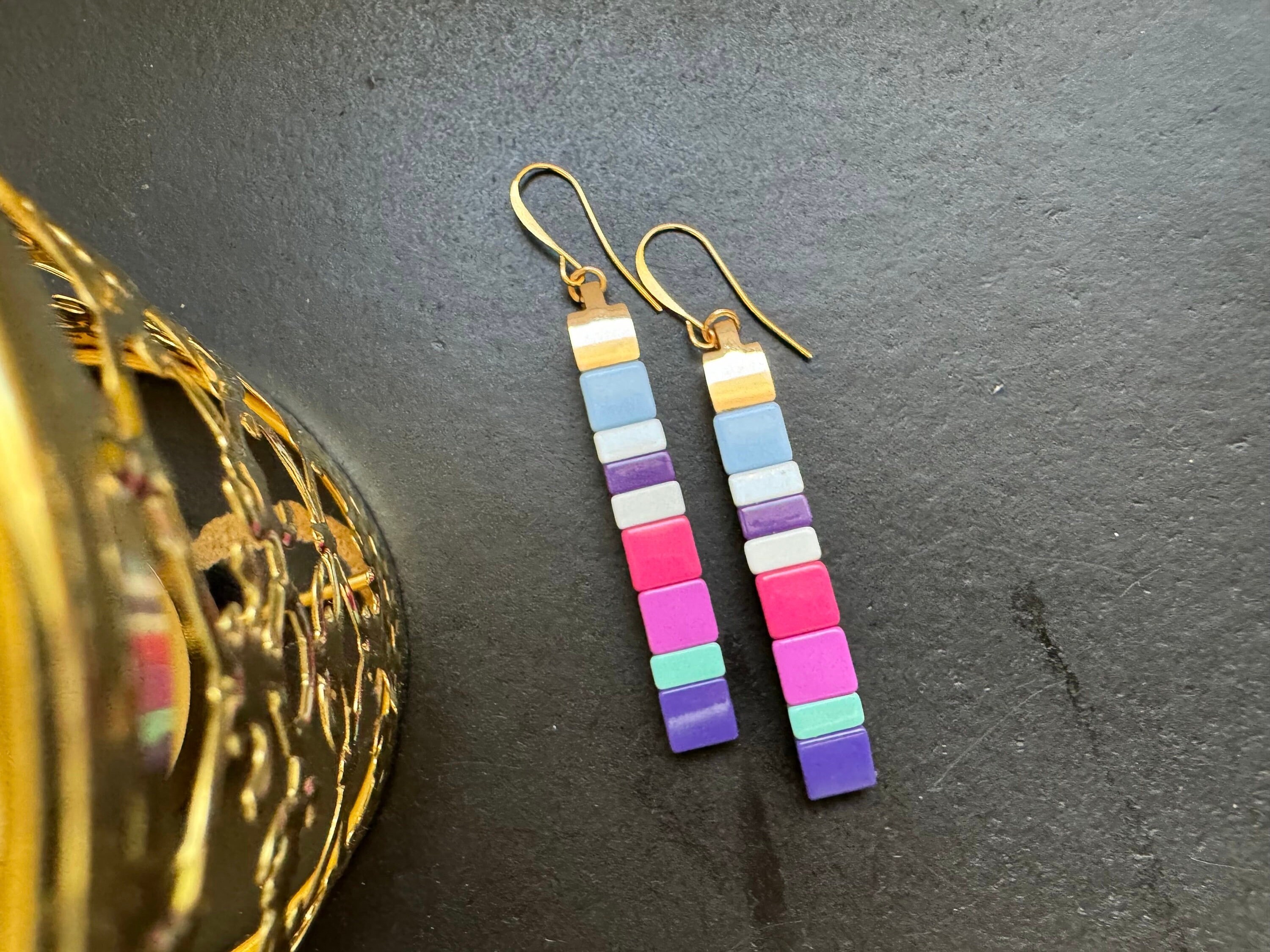 Colorful Tila Beaded Statement Earrings - Etsy