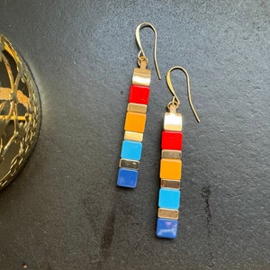 Colorful Tila Beaded Statement Earrings - Etsy