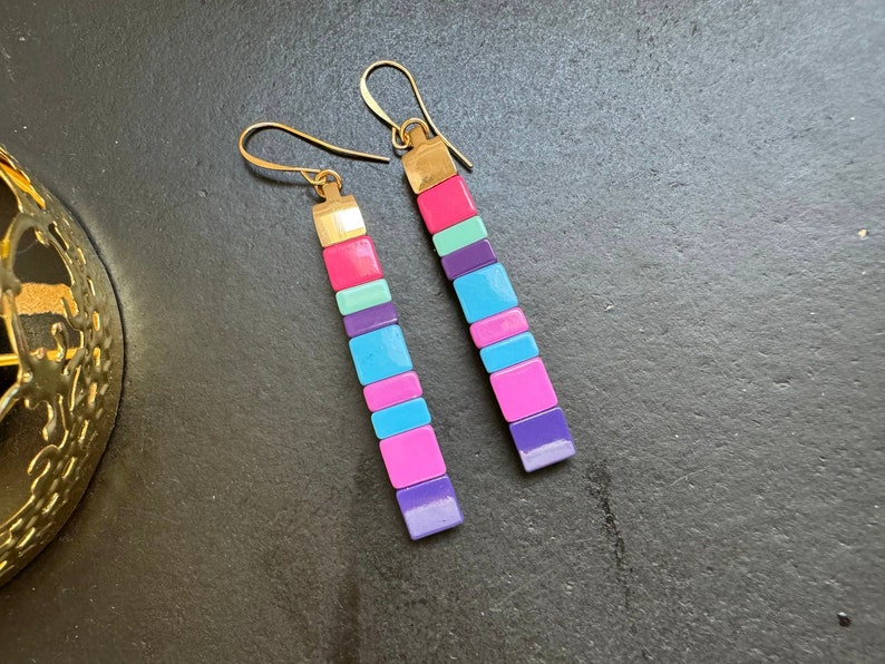 Colorful Tila Beaded Statement Earrings - Etsy