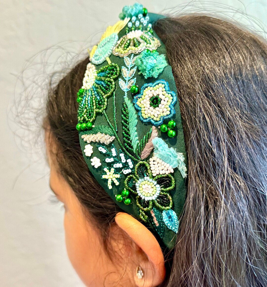 Statement Beaded Knot Headband, Handmade Knot Headband, Wide Knot ...