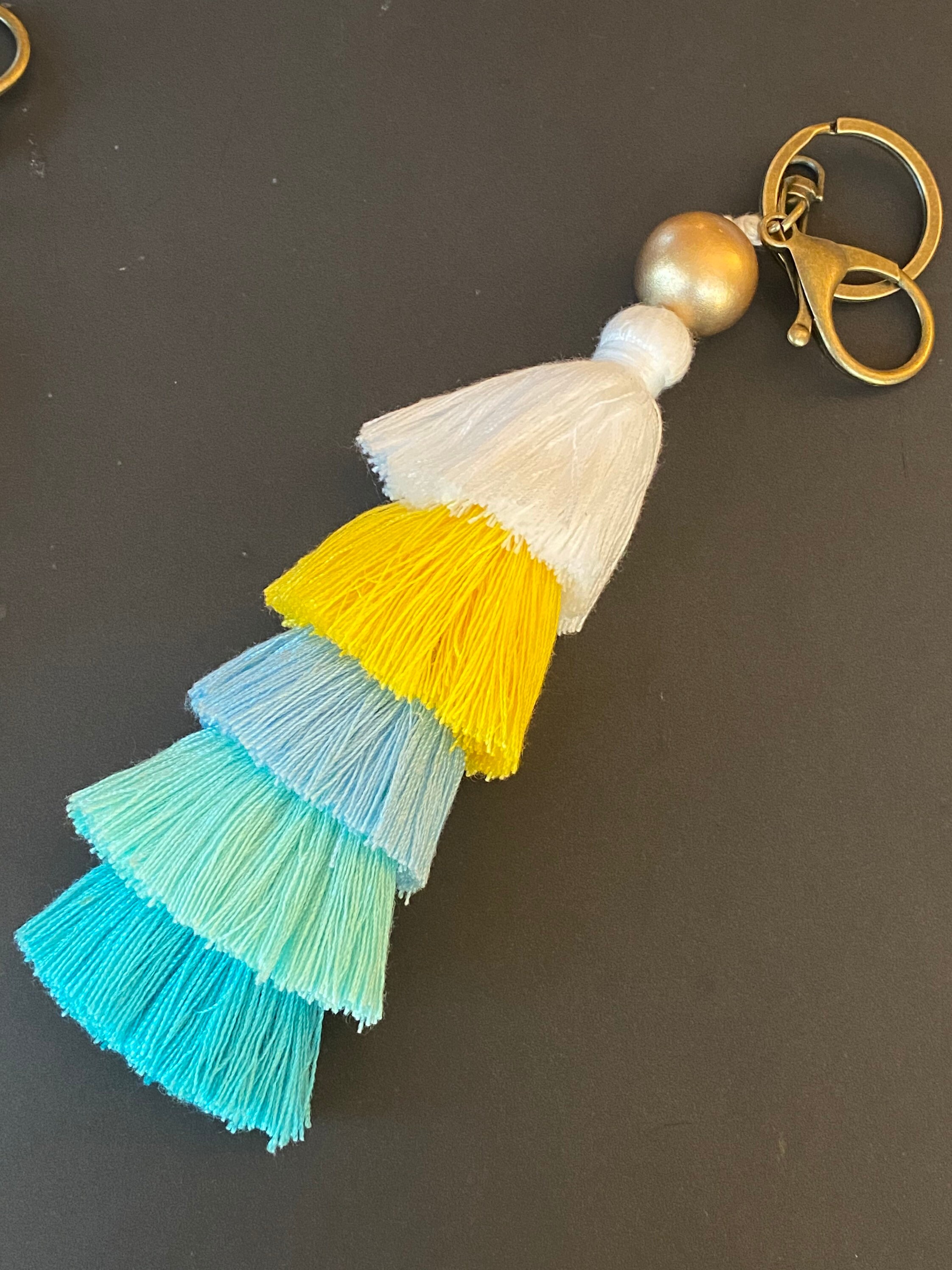 Tassel keychain multi color tassel bag charm colorful | Etsy