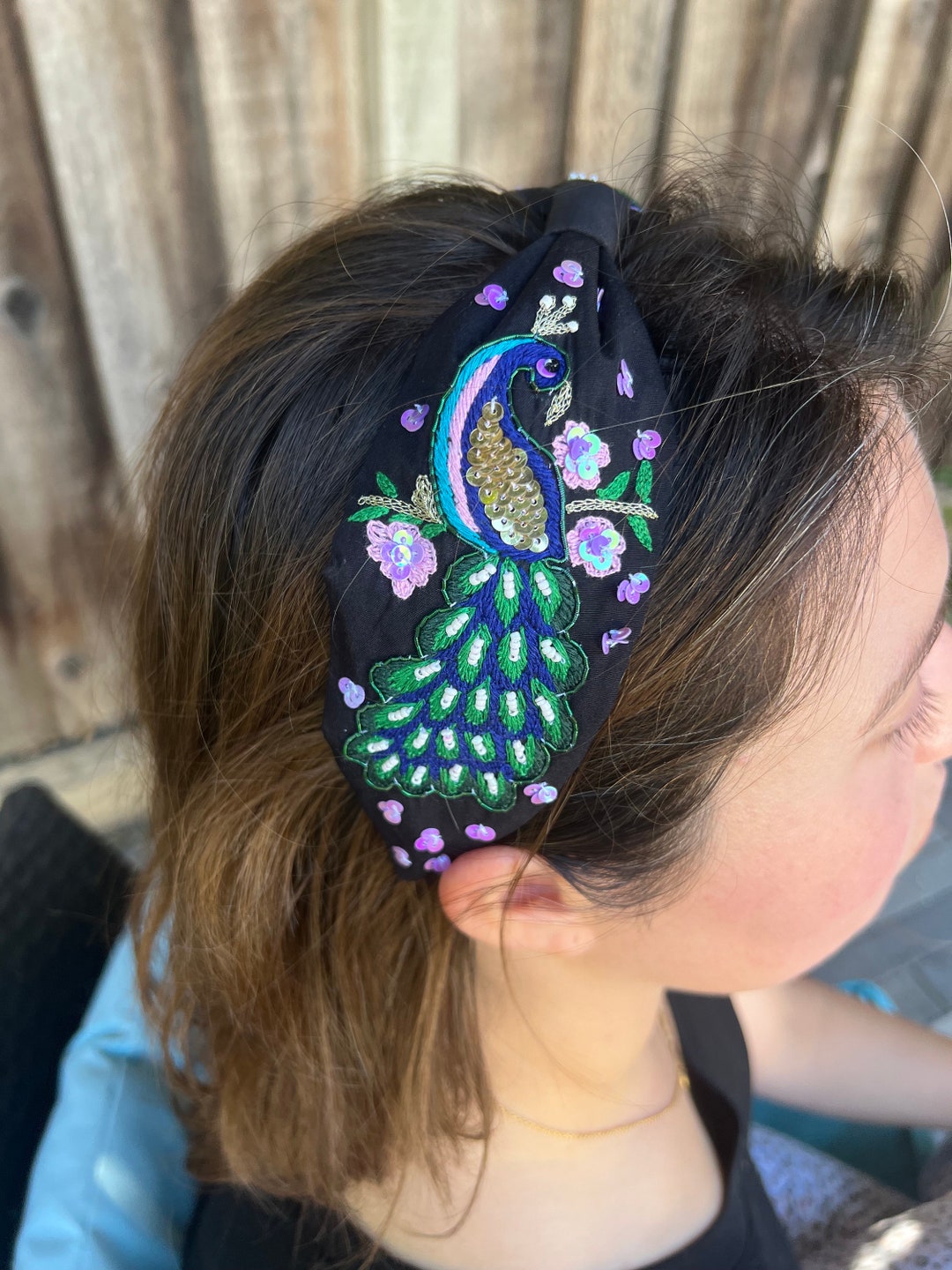 Peacock Headband, Statement Beaded Knot Headband, Handmade Knot ...