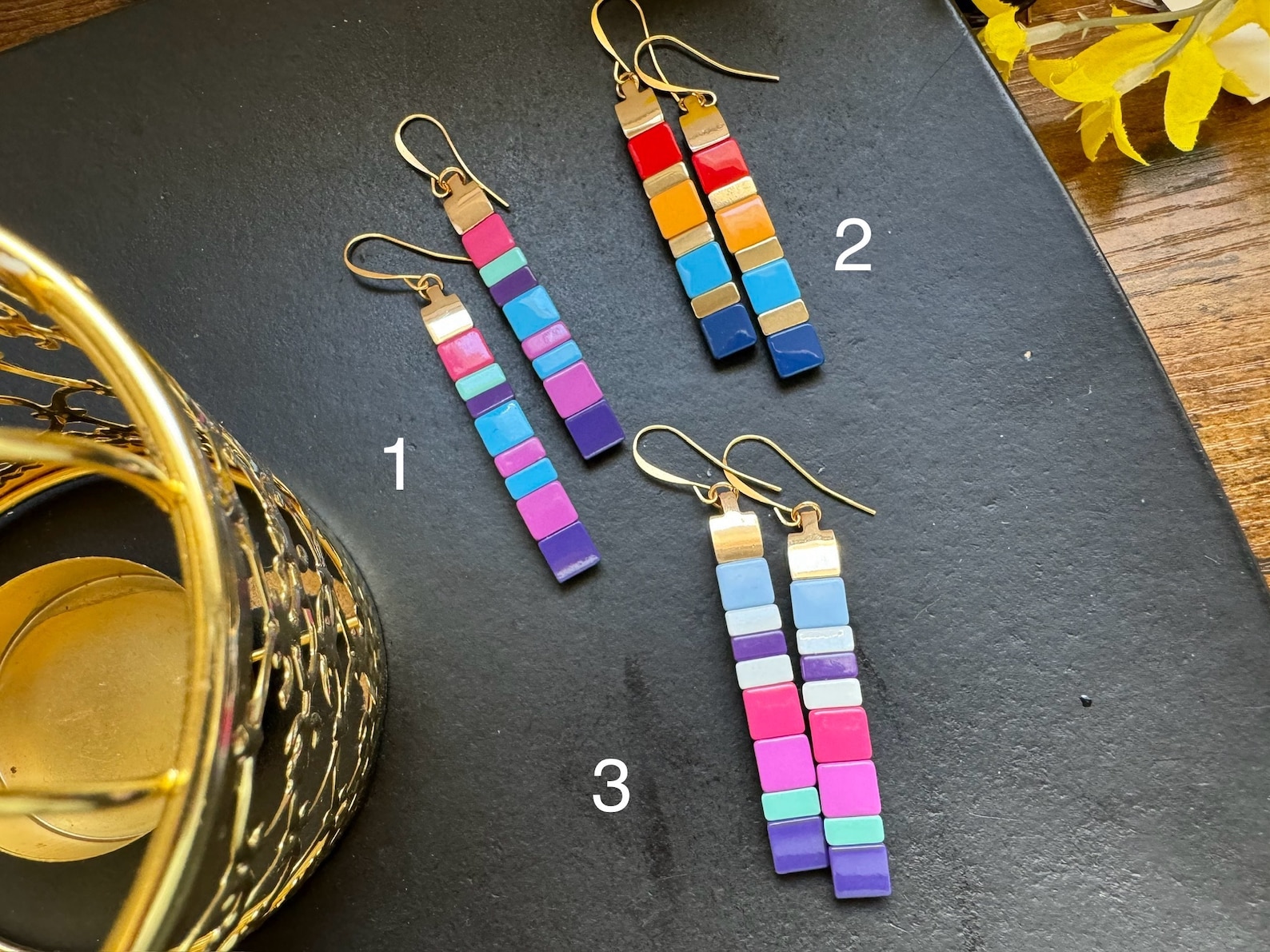 Colorful Tila Beaded Statement Earrings - Etsy