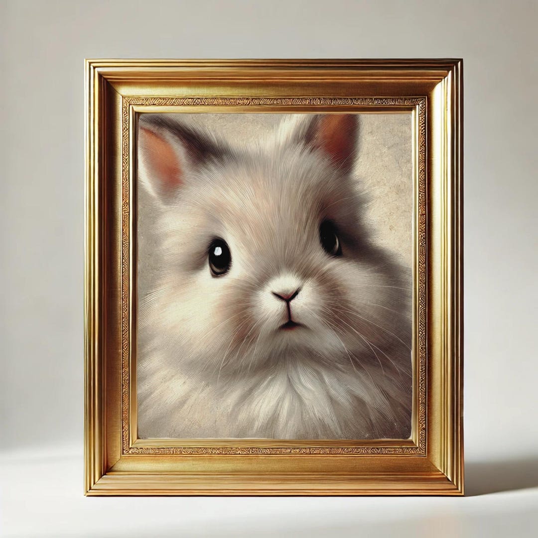 Vintage Baby Rabbit Art Print | Printable Bunny Painting | Nursery Wall ...