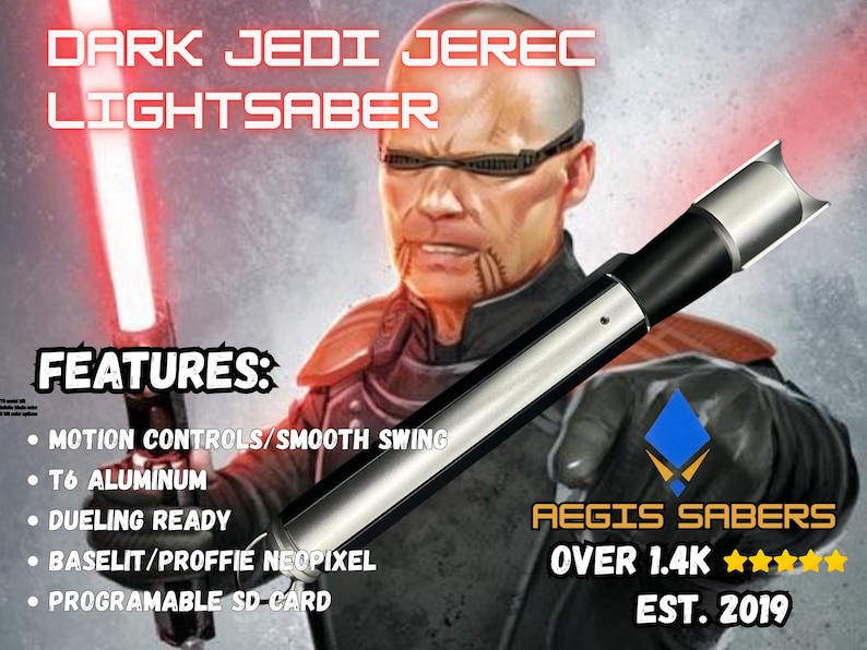 Dark Jedi Jerec Inspired Neopixel Lightsaber - Dueling, Smooth Swing ...