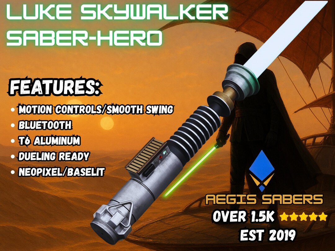 Luke Skywalker ROTJ Neopixel Lightsaber - In-hilt Recharge, Smooth ...
