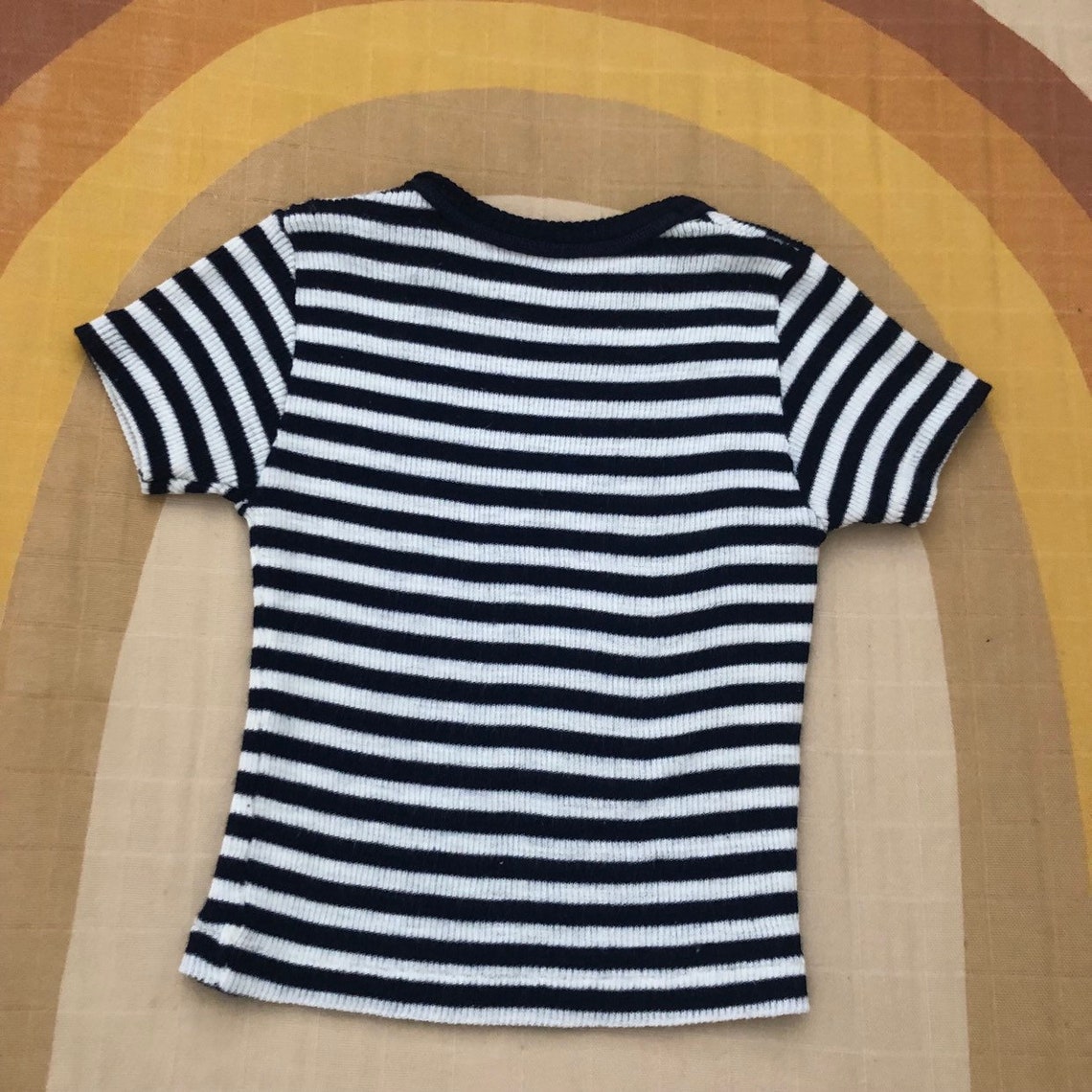 Vintage 70s Navy Blue and White French Stripe T Shirt | Etsy