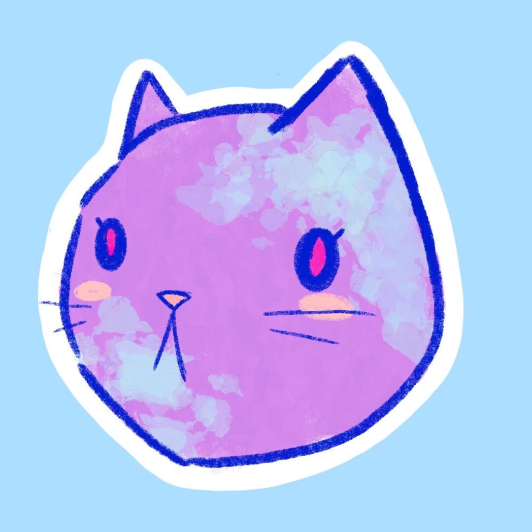 Purple Cat Sticker - Etsy