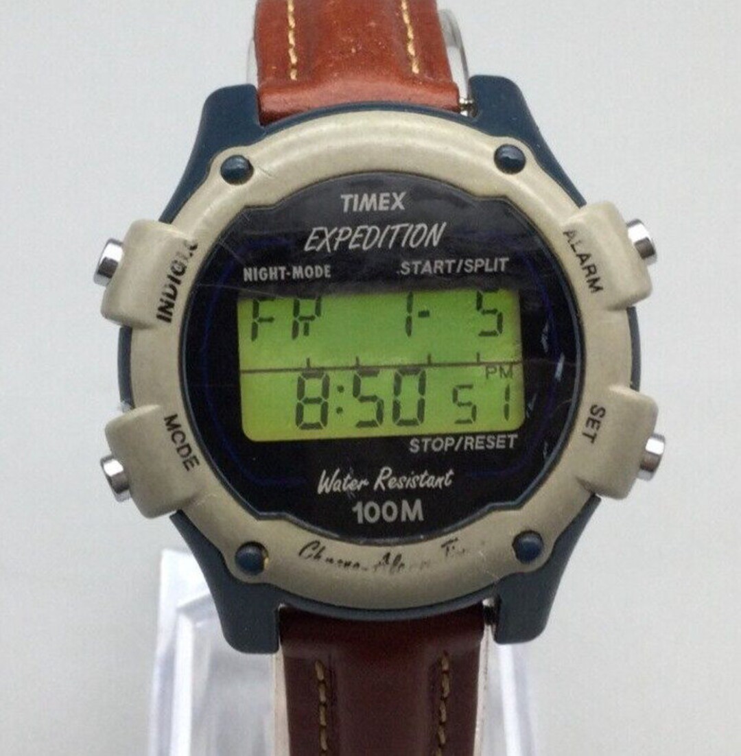 Vintage Timex Expedition Digital Watch Unisex 32mm Black Brown New ...