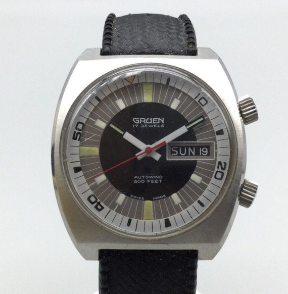 Vtg Gruen Autowind Diver Super Compressor Watch Men 6… - Gem