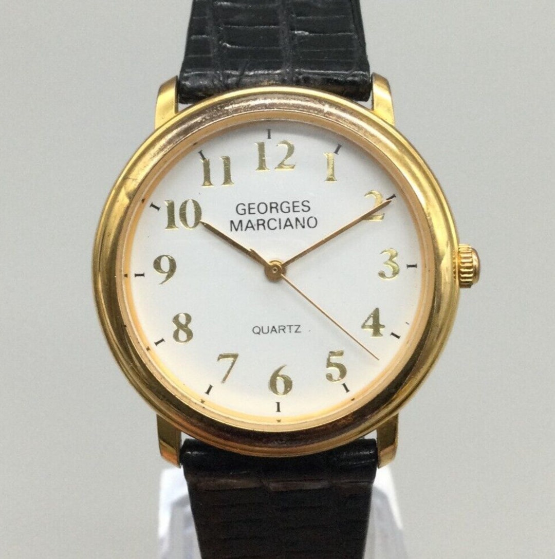 Vtg Guess Georges Marciano Watch Unisex Gold Tone Leather New Battery ...