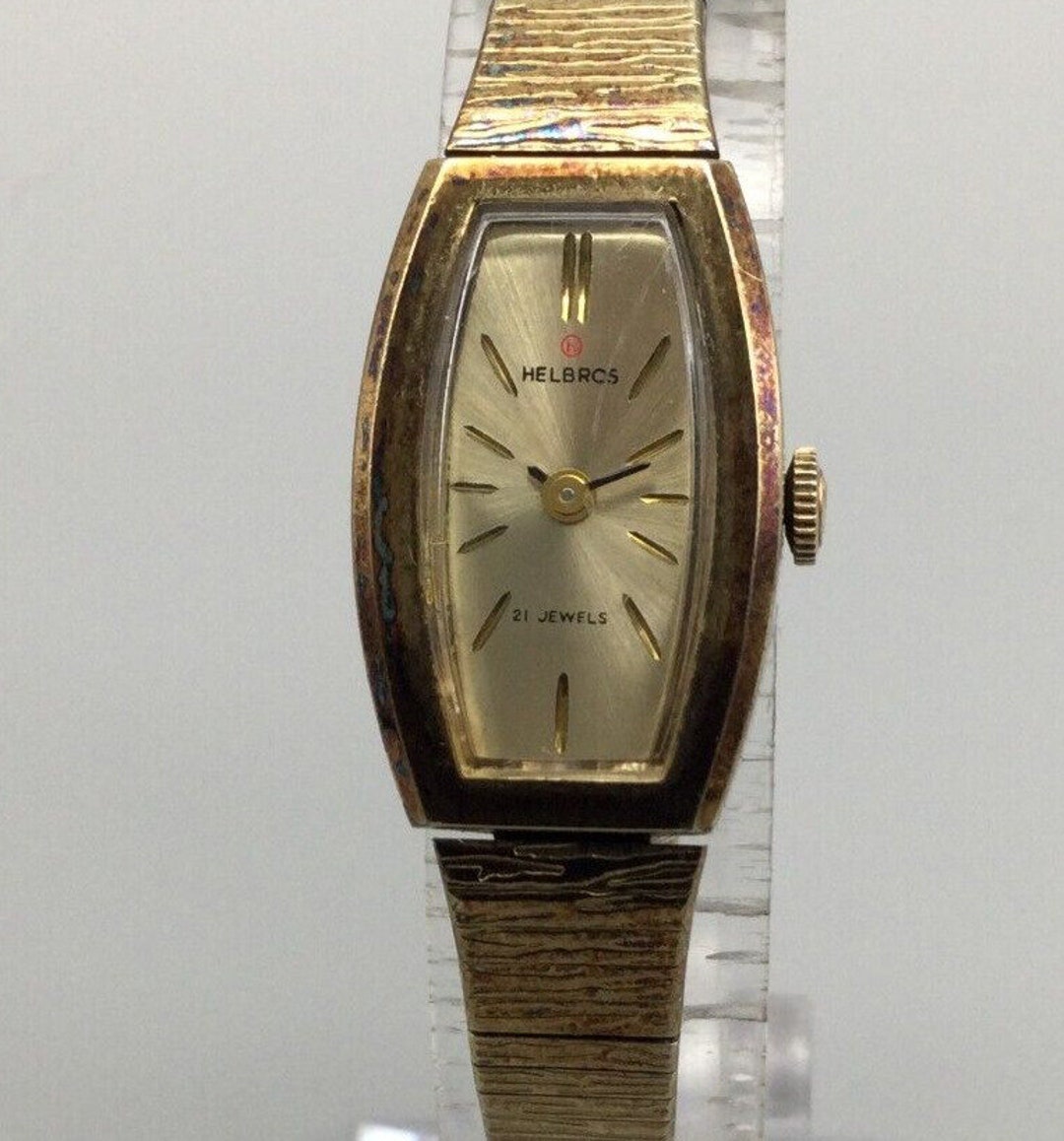 Vintage Helbros Watch Women Gold Tone Rectangle Dial 17 Jewels Manual ...