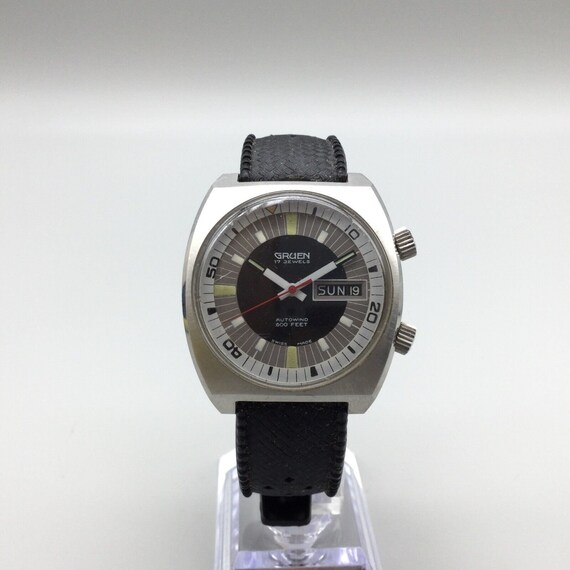 Vtg Gruen Autowind Diver Super Compressor Watch Men 6… - Gem