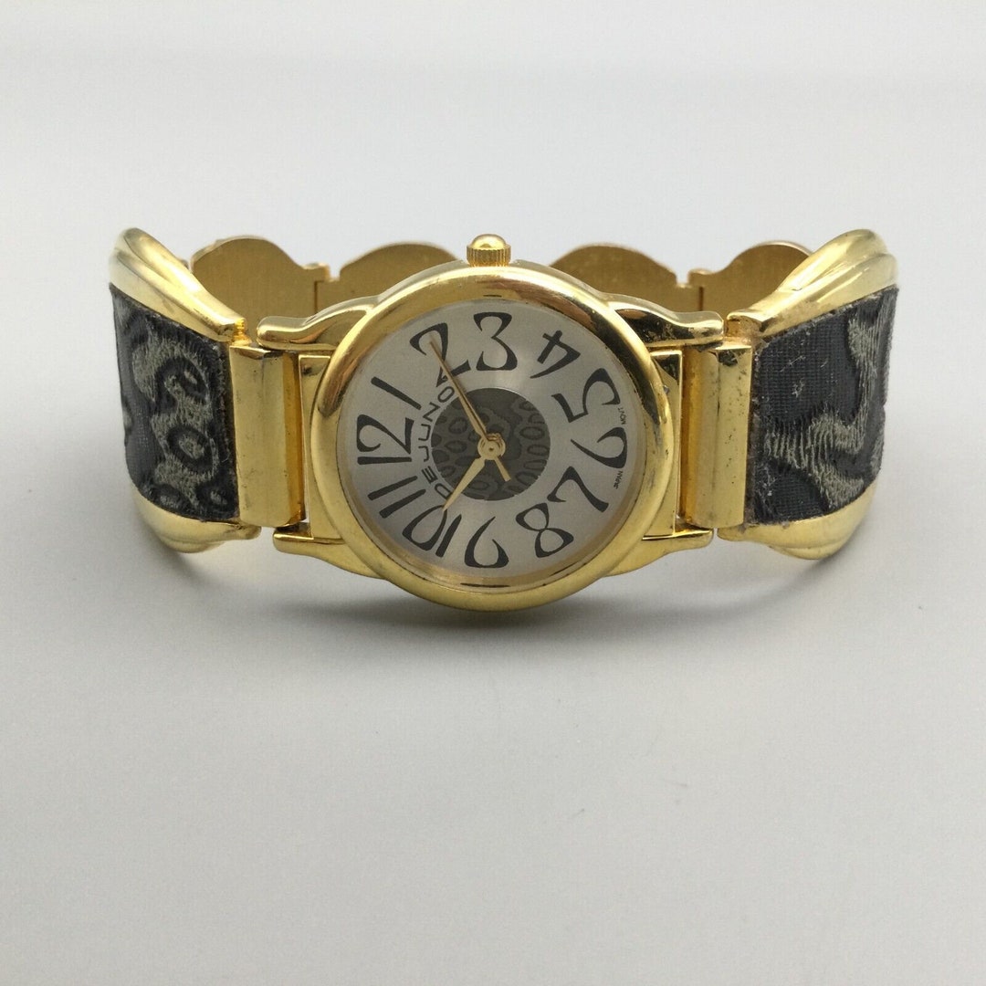 Vintage Dejuno Watch Unisex Gold Tone Black Lace in Lay Band New Battery 7.25 - Etsy