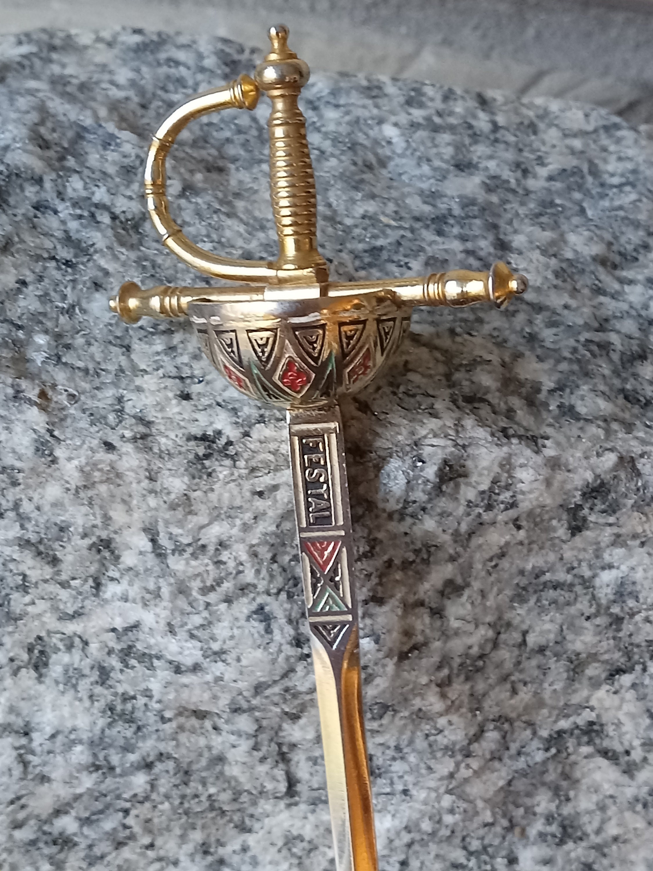 Vintage Festal Miniature Rapier Sword Toledo Metal Letter Opener With ...