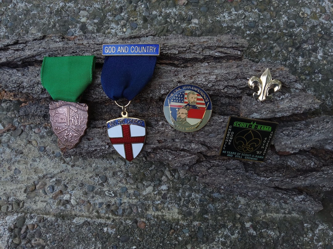 Vintage Lot of Five Boy Scouts 1950's to 1990's Pins, Ribbons With ...