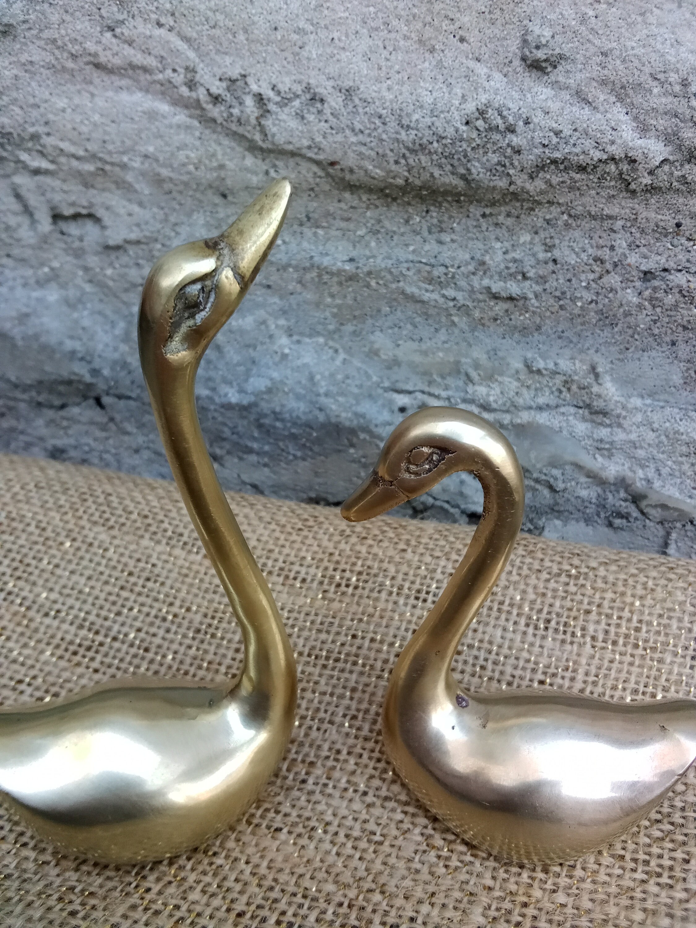 Vintage Solid Brass Swans and Duck Paperweight Desk Decor or Office ...