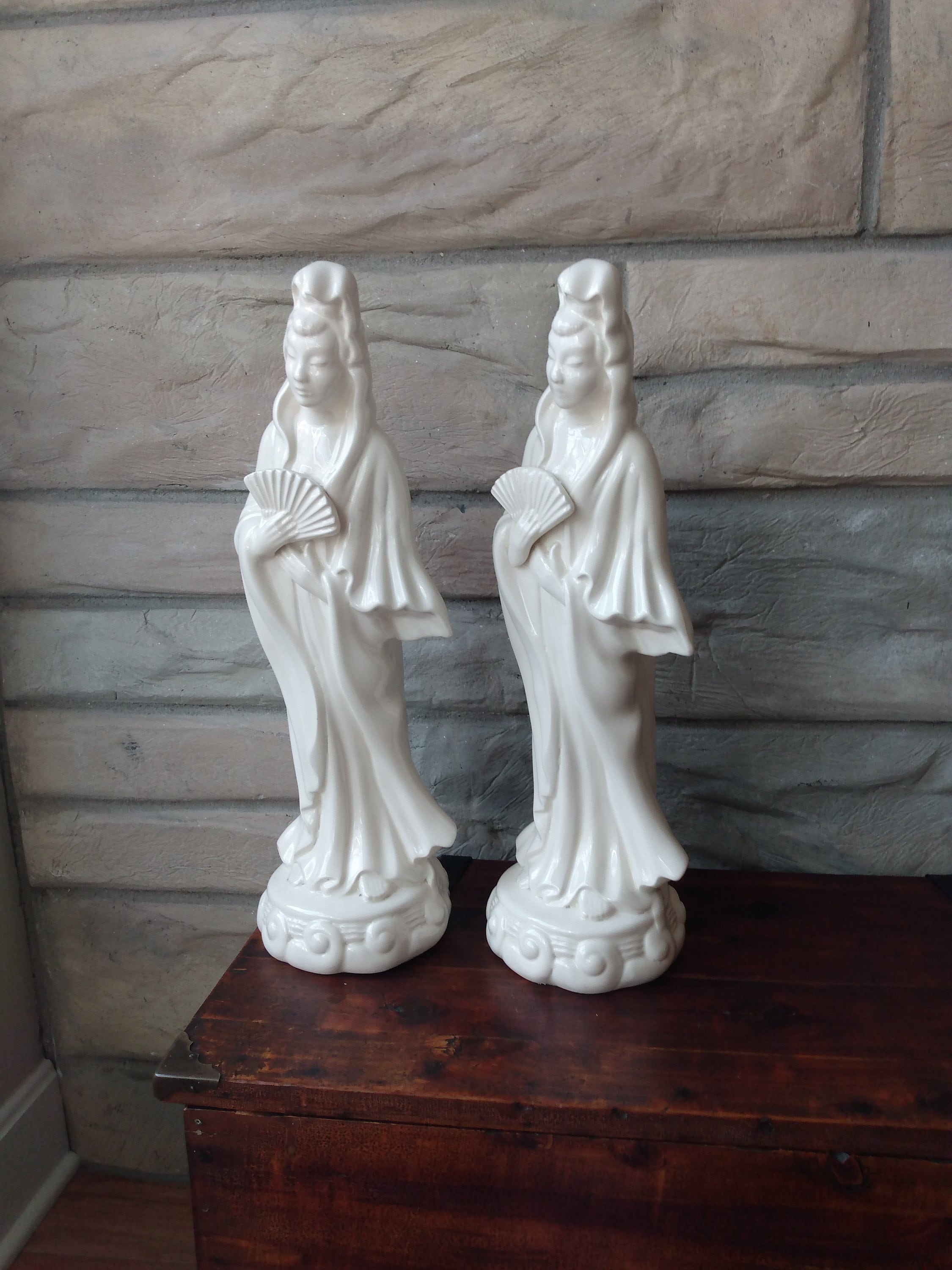 Pair of Two Vintage Asian Female Statues Over 19 Inches Tall - Etsy