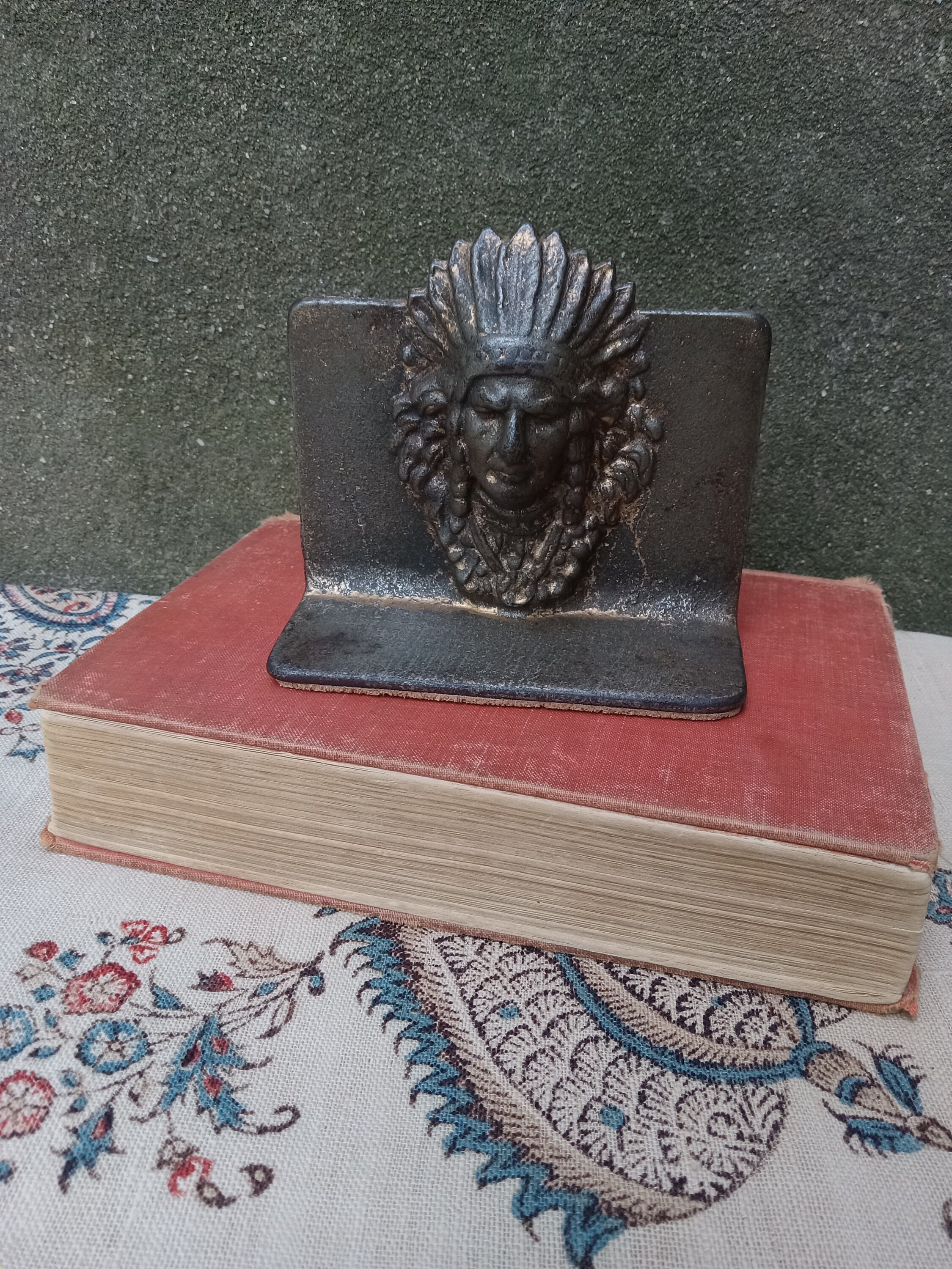 Vintage Iron Native American Indian Chief Bookend, Paperweight, or ...