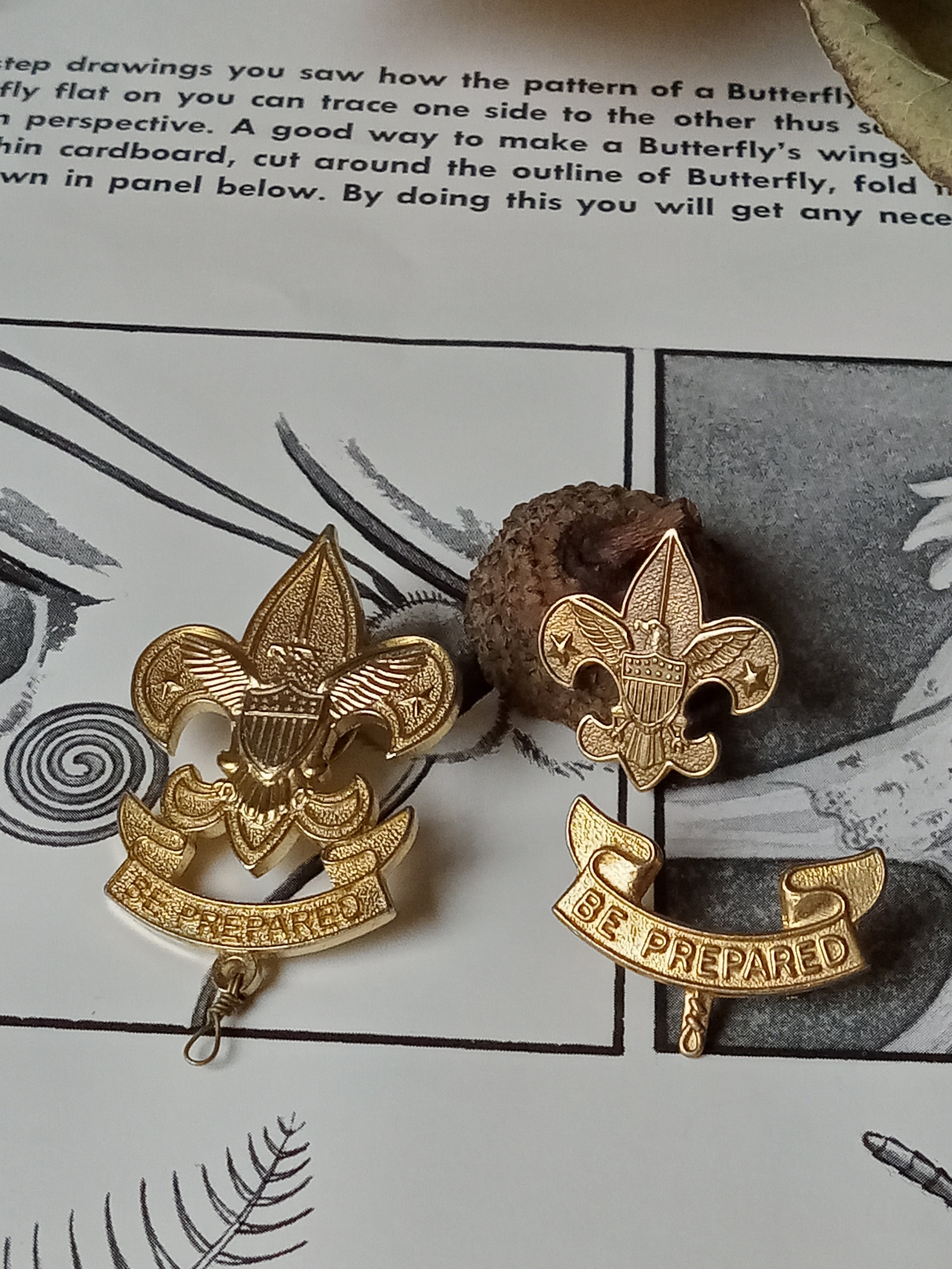 Trio of Vintage Boy Scout Pins/badges, Be Prepared, Beautiful & Bright ...