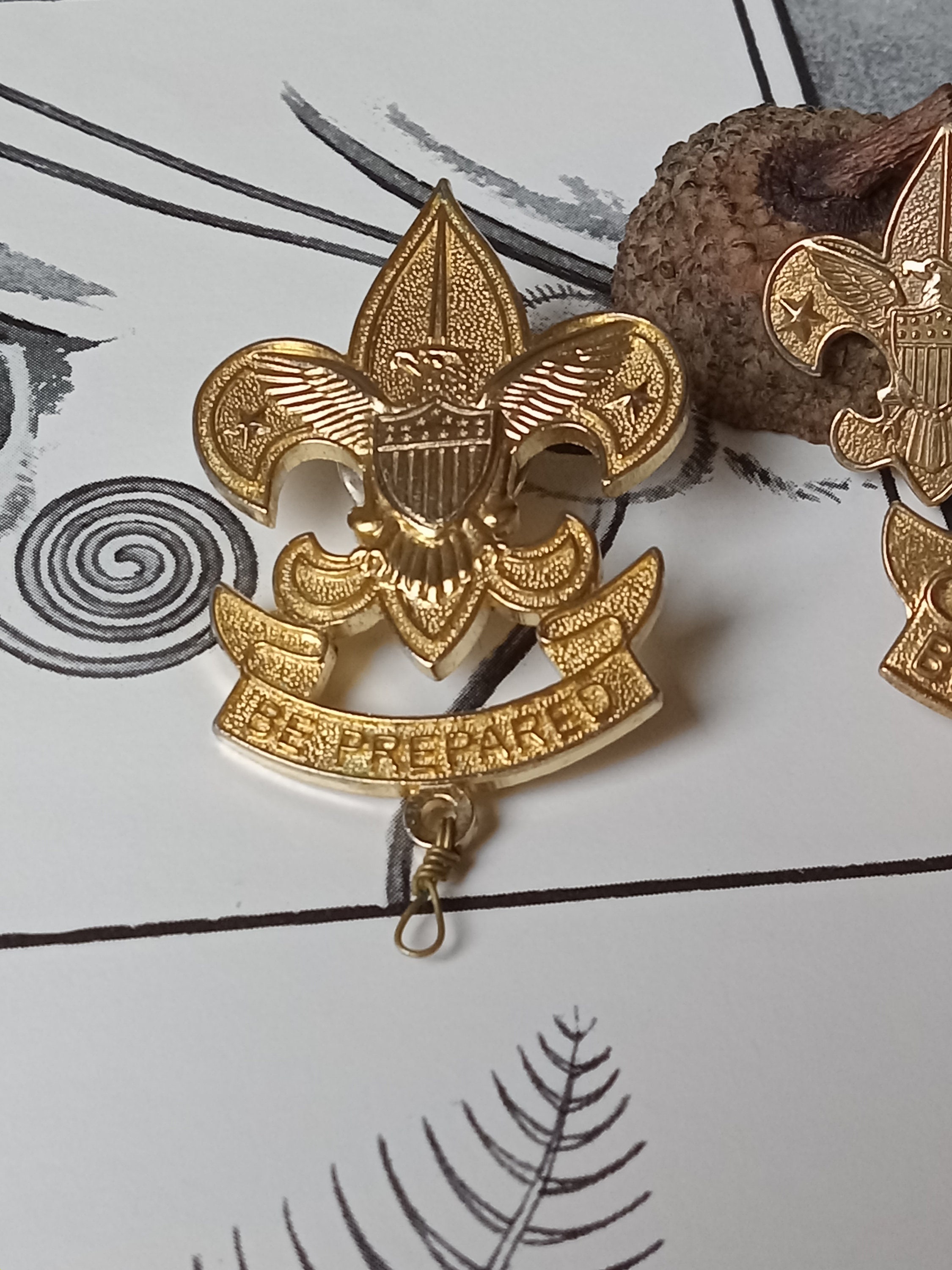 Trio of Vintage Boy Scout Pins/badges, Be Prepared, Beautiful & Bright ...