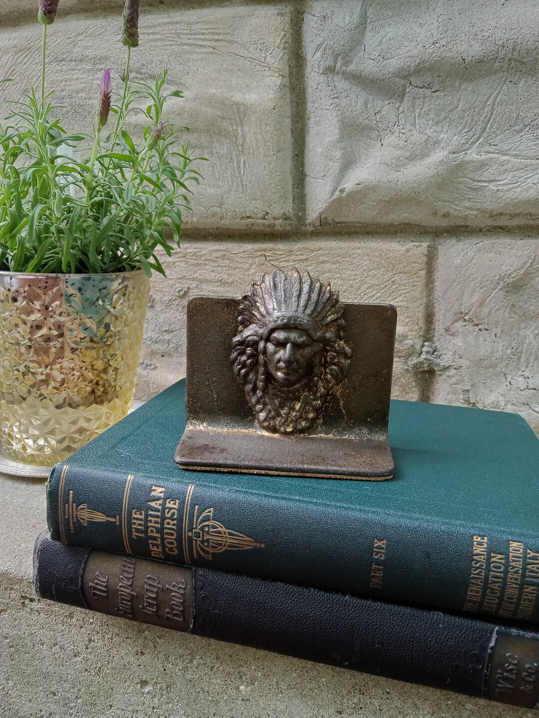 Vintage Iron Native American Indian Chief Bookend, Paperweight, or ...